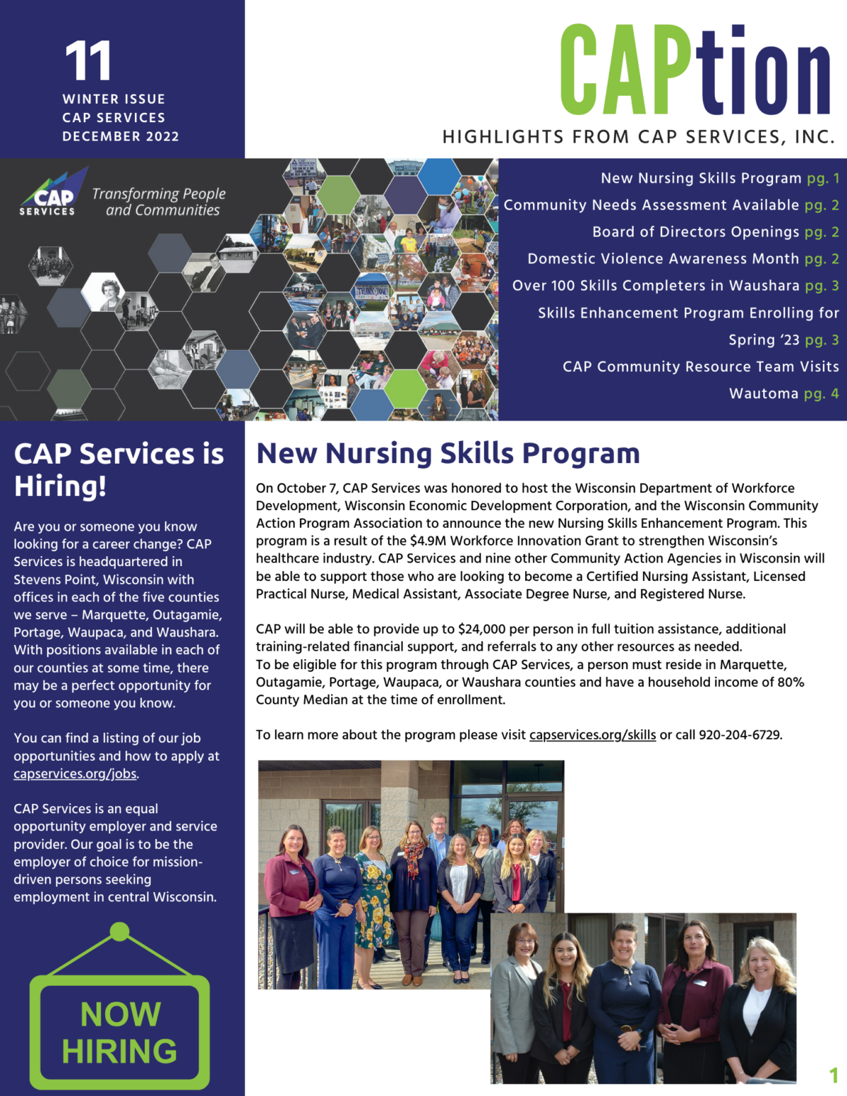 Newsletter – CAP Services Inc.
