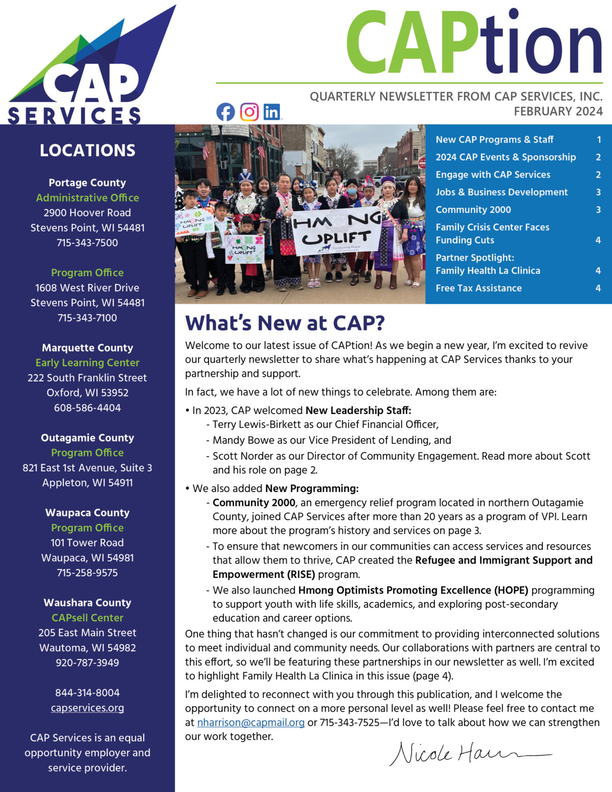 Newsletter – CAP Services Inc.