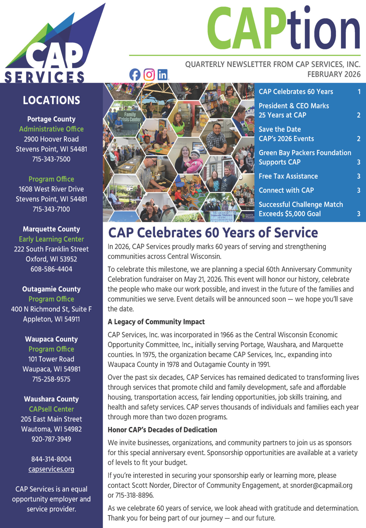 Newsletter – CAP Services Inc.